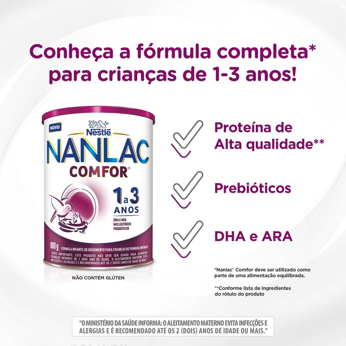 Fórmula Infantil Nanlac Comfor 1+ 1 a 3 anos 800g: Oferta | Droga Raia