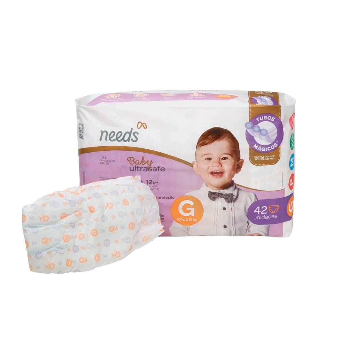 Fralda Descartável Needs Baby Ultrasafe G 42 unid: Preço | Droga Raia