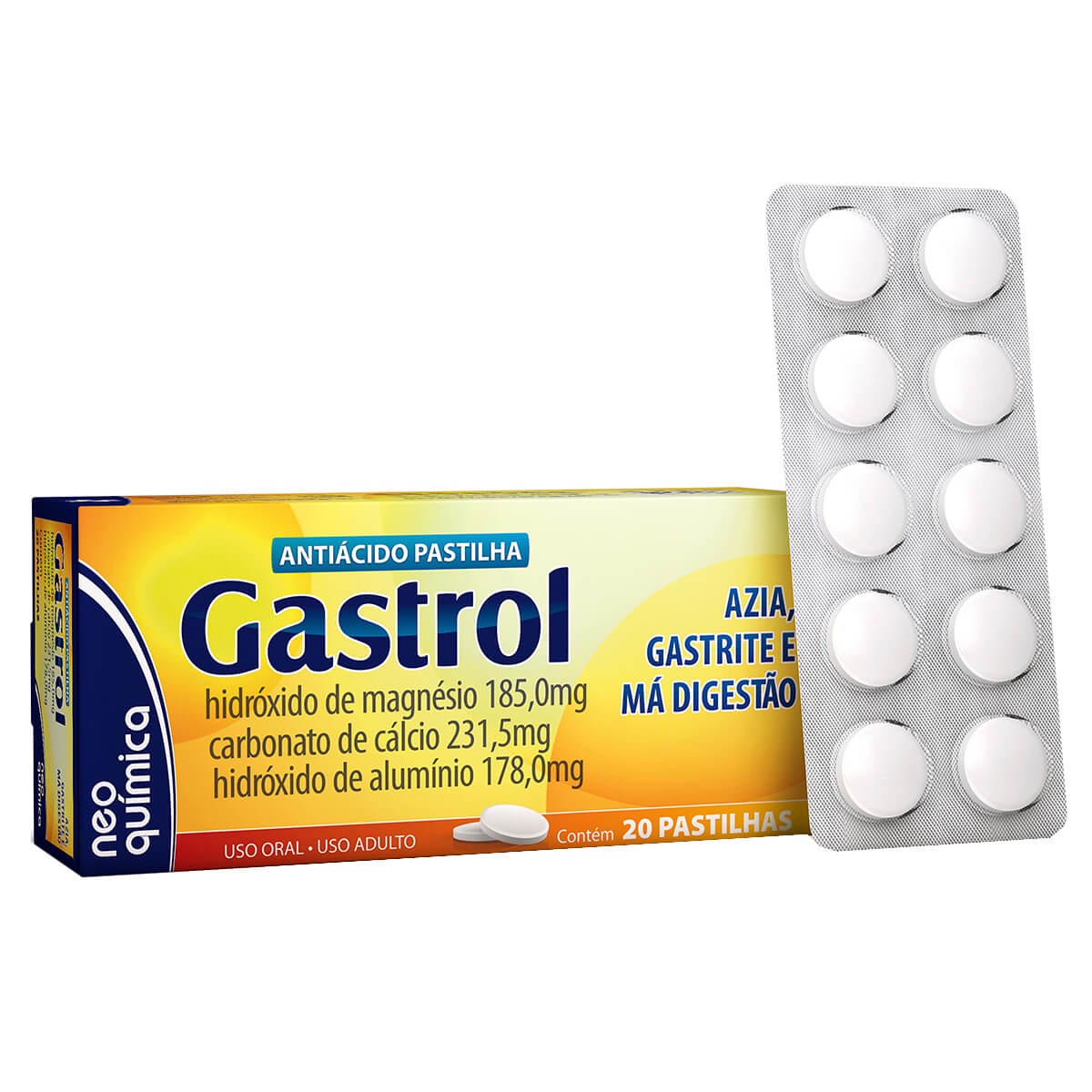 Gastrol Pastilha Mastigável Neo Química | Droga Raia