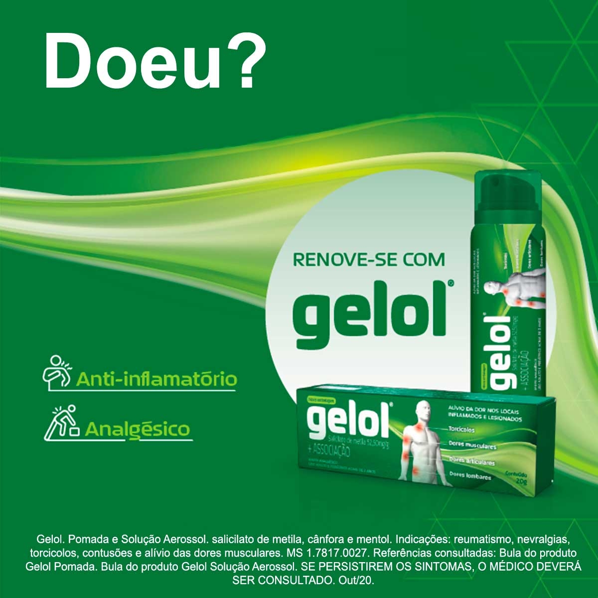 Gelol 52,5mg/g Pomada com 20g: Encontre online | Droga Raia