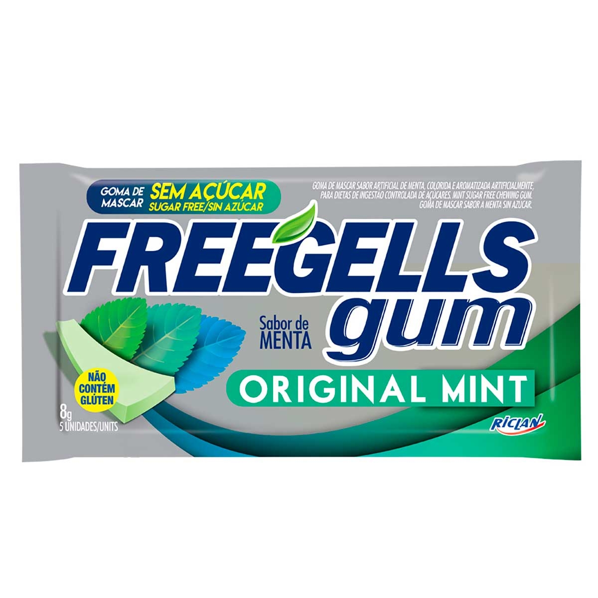 Goma De Mascar Sem Açúcar Freegells Original Mint Sabor Menta 8g - Mais ...