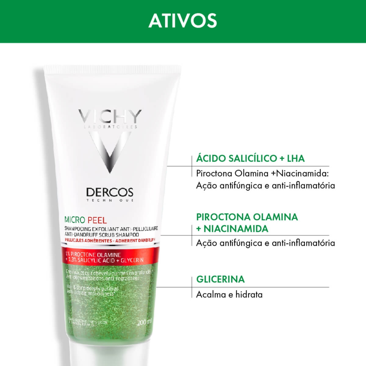 Shampoo Esfoliante Anticaspa Vichy Dercos Micro Peel com 150ml | Droga Raia