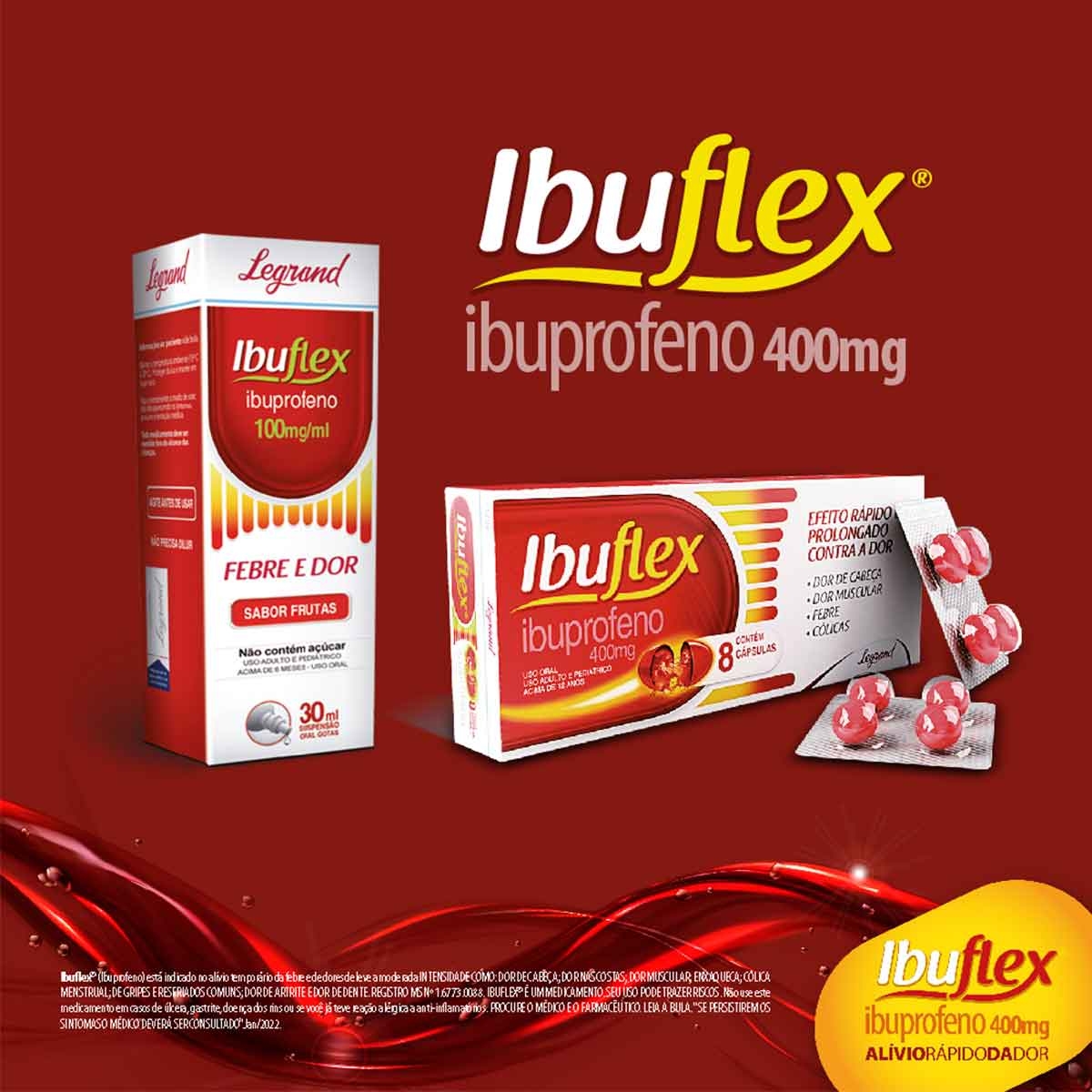 Ibuflex 400mg com 8 cápsulas | Droga Raia
