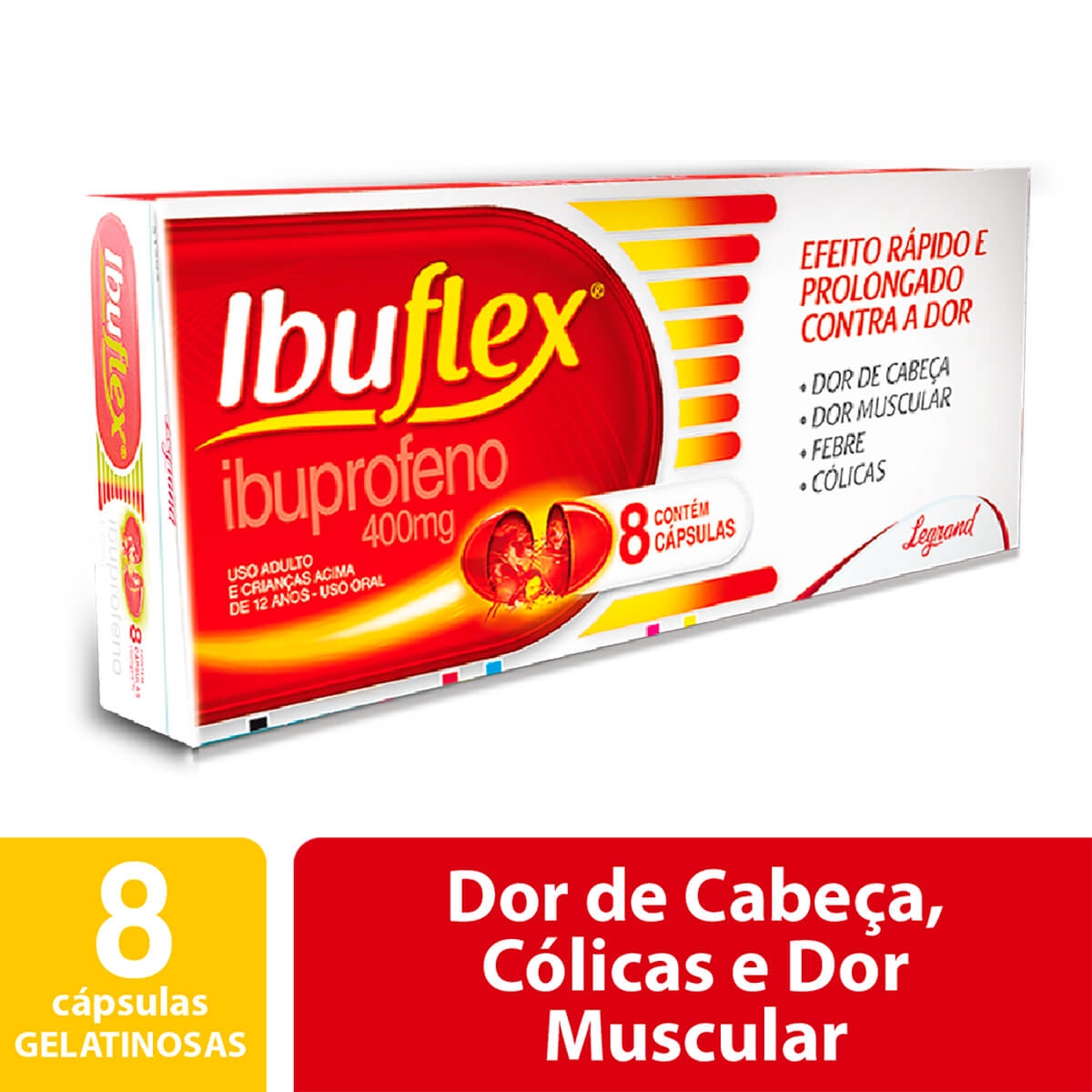 Ibuflex 400mg com 8 cápsulas | Droga Raia