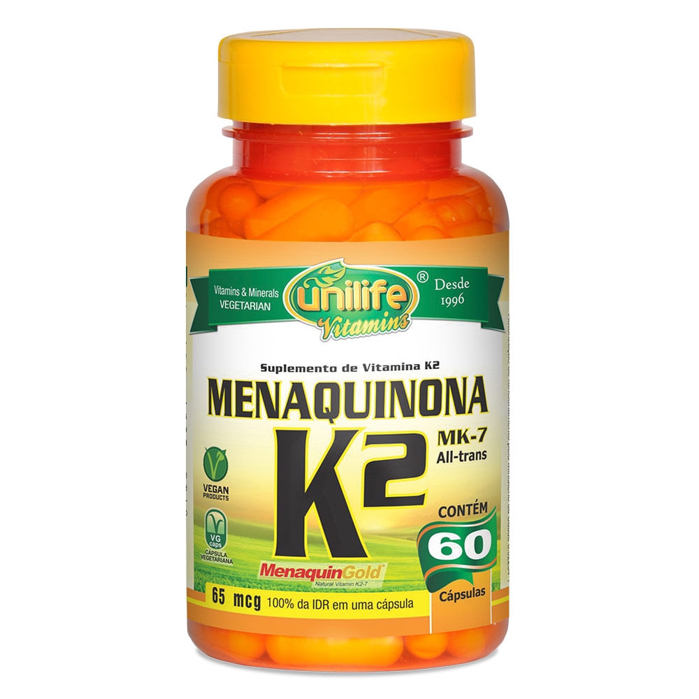 MENAQUINONA - VITAMINA K2 500MG 60 CáPS - UNILIFE | Droga Raia