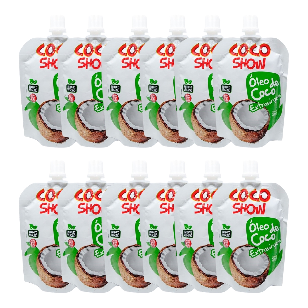 KIT 12UNI ÓLEO DE COCO EXTRA VIRGEM POUCH COCO SHOW 70ML - COPRA ...