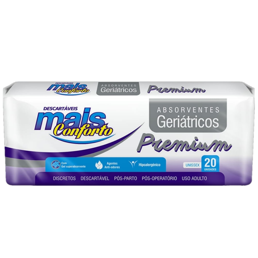 ABSORVENTE GERIáTRICO MAIS CONFORTO PREMIUM - 20 UNIDADES | Droga Raia