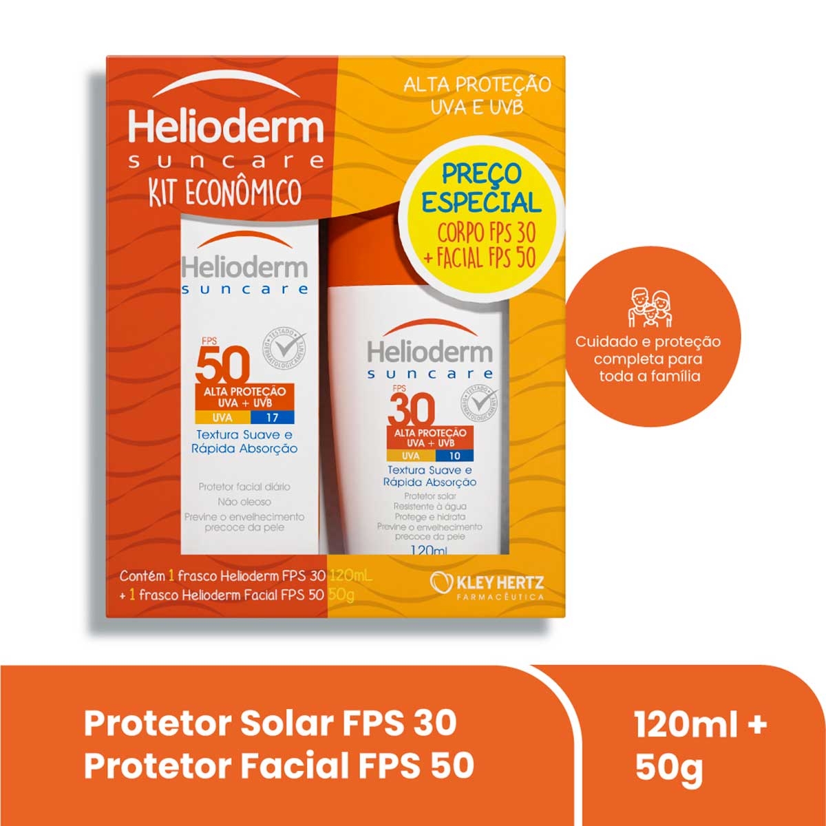 Kit Helioderm Suncare Protetor Solar Corporal FPS30 com 120ml ...