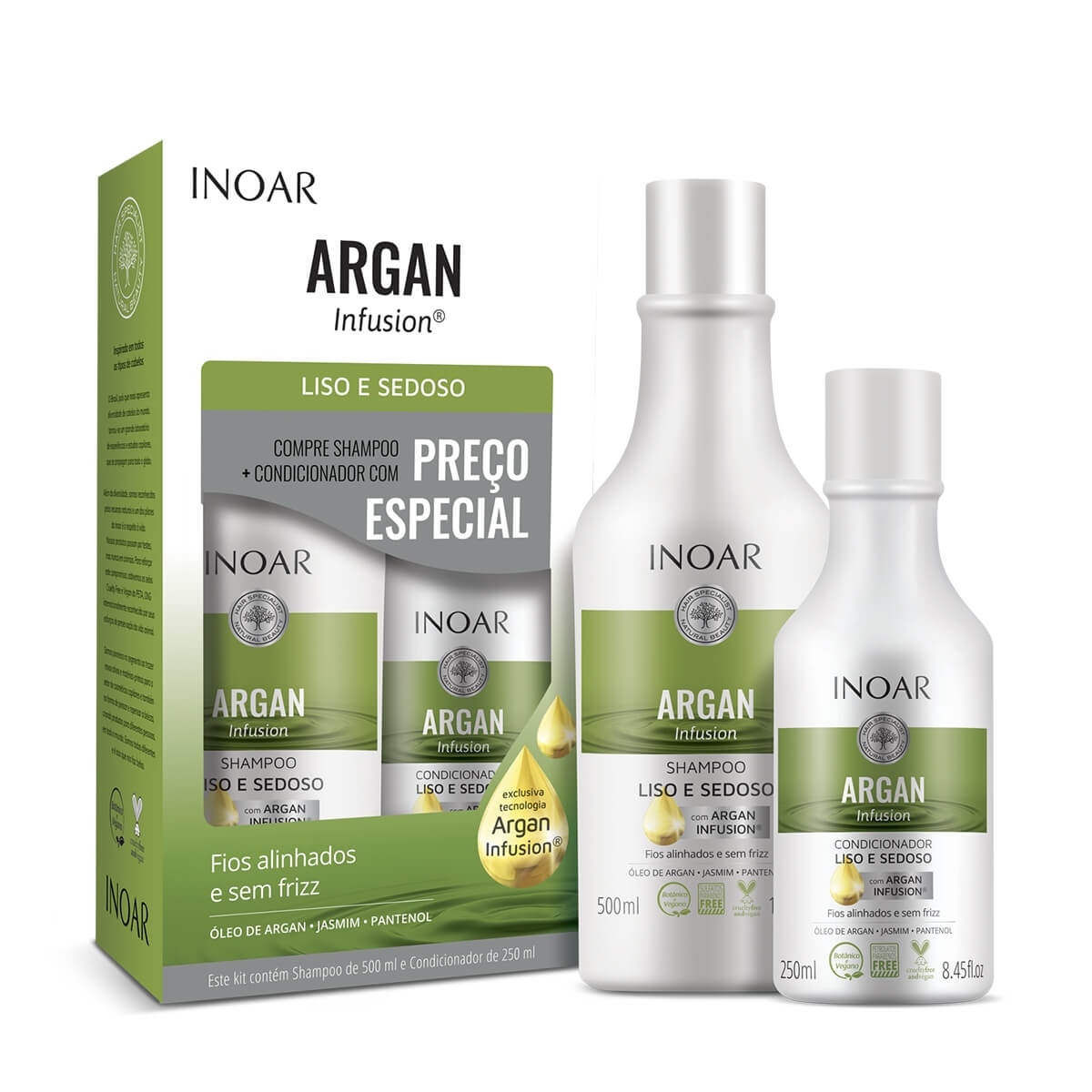 Kit Inoar Argan Infusion Liso Sedoso Shampoo + Condicionador | Droga Raia