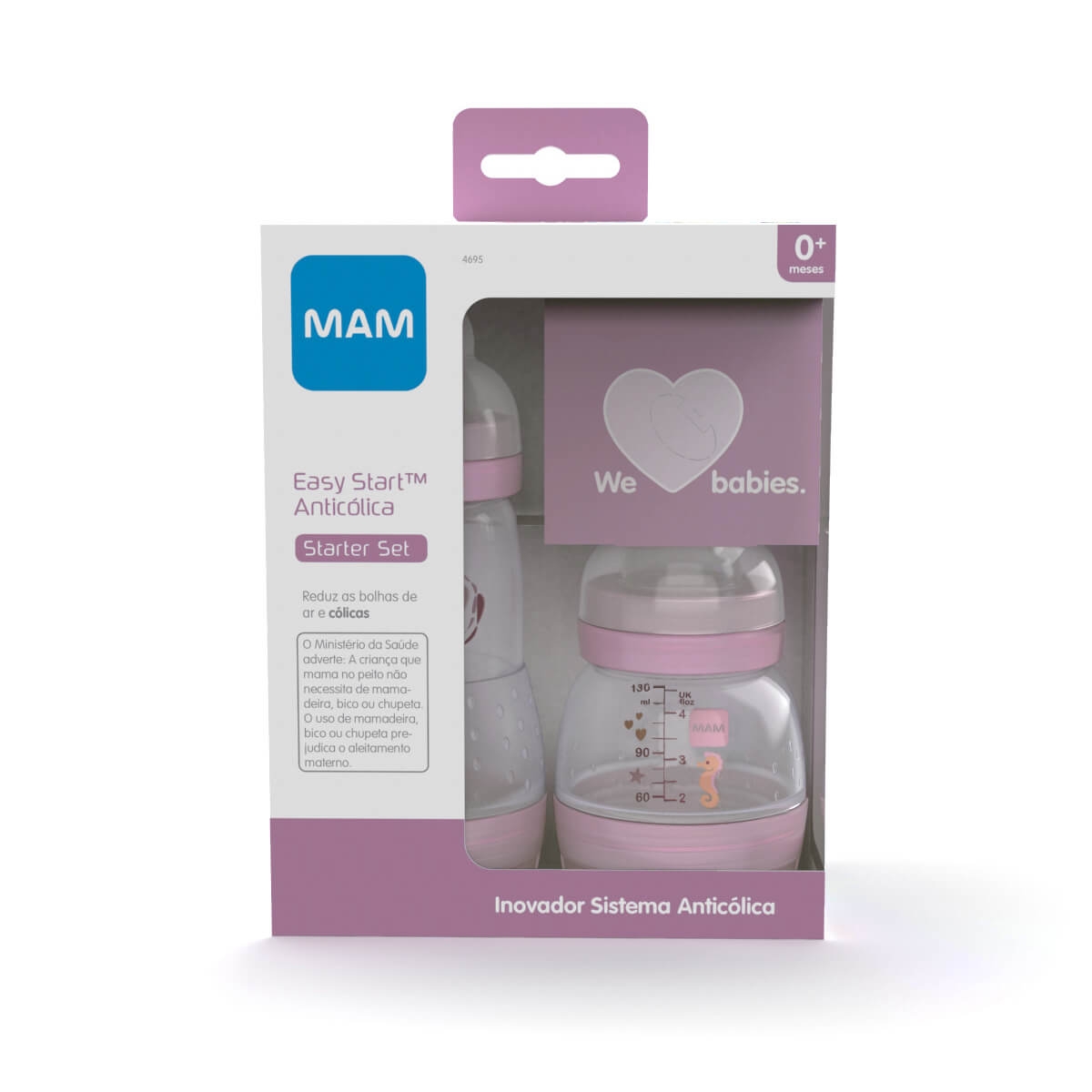 Kit MAM Easy Start Starter Set Rosa com 1 mamadeira de 130ml e 1 ...