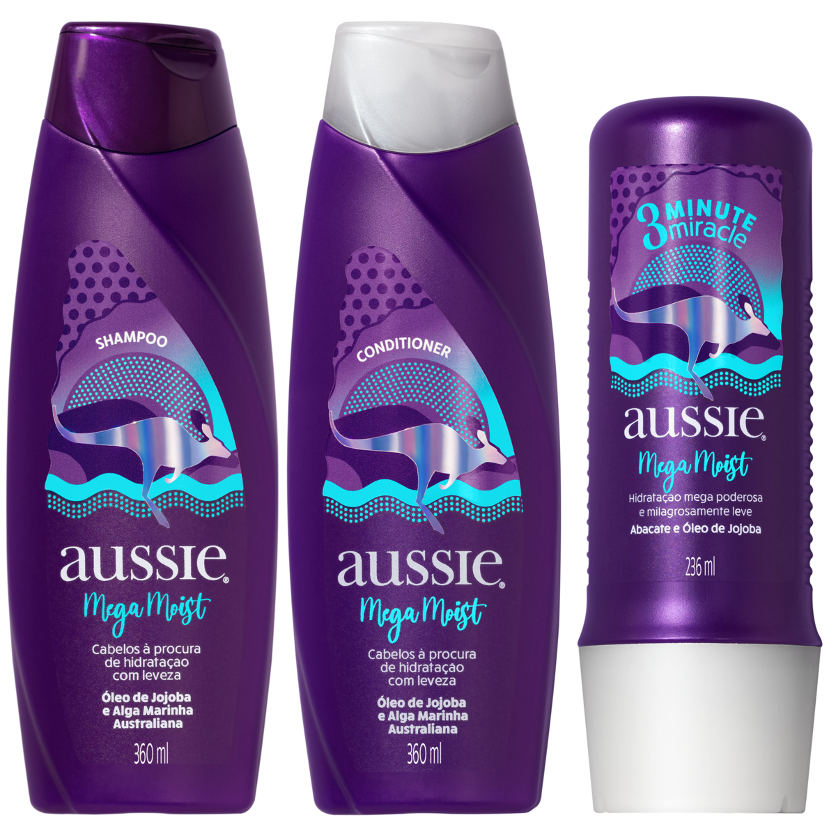 Kit Aussie Moist Shampoo + Condicionador + 3 Minutos Milagrosos | Droga ...