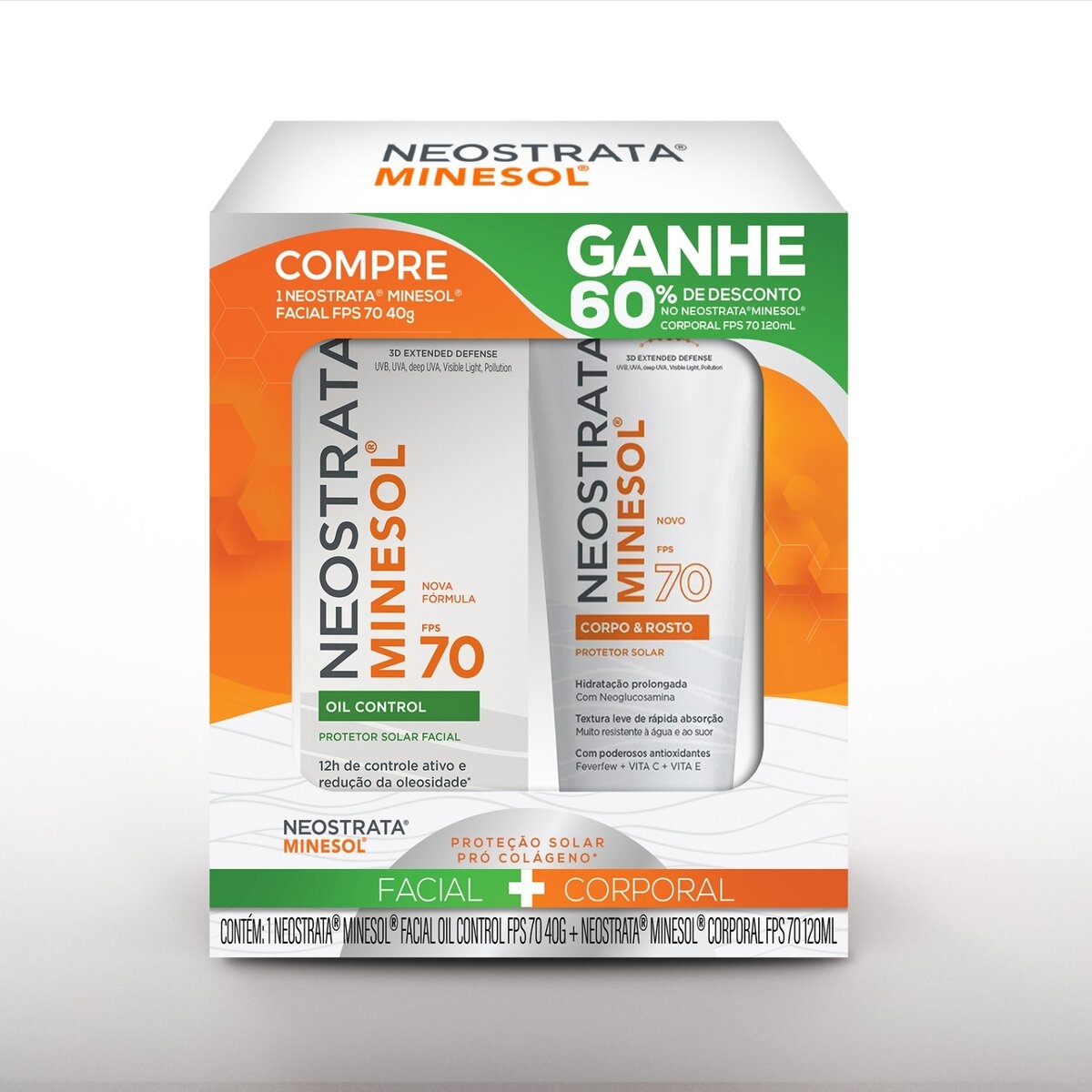 Kit NeoStrata Minesol Protetor Solar Facial 40g + Corporal 120ml ...