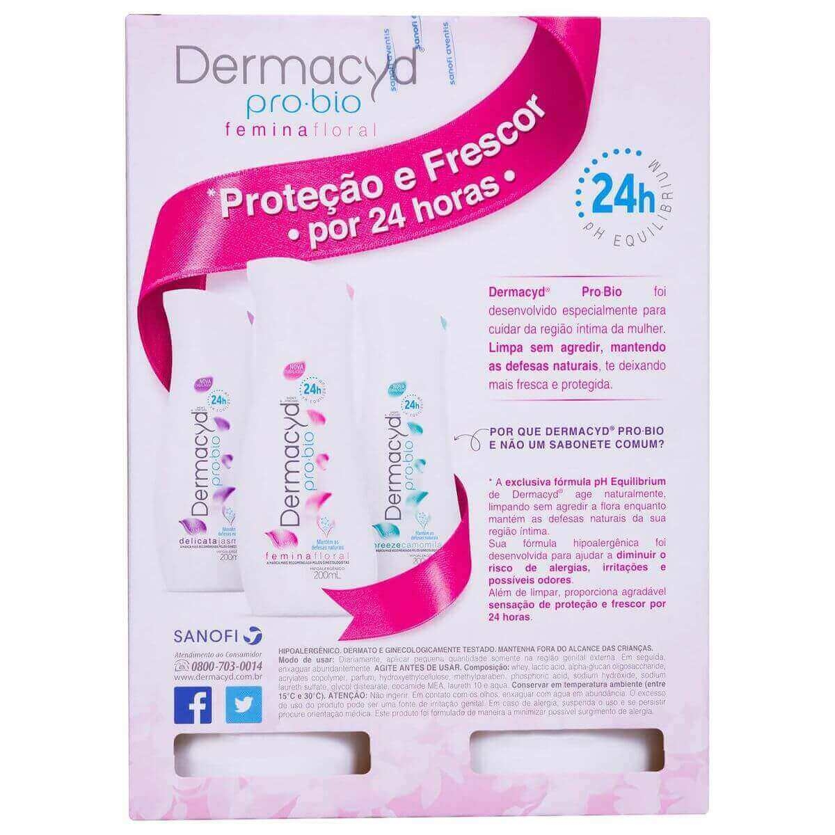 Kit Sabonete Líquido Íntimo Dermacyd Femina 200ml + 100ml | Droga Raia