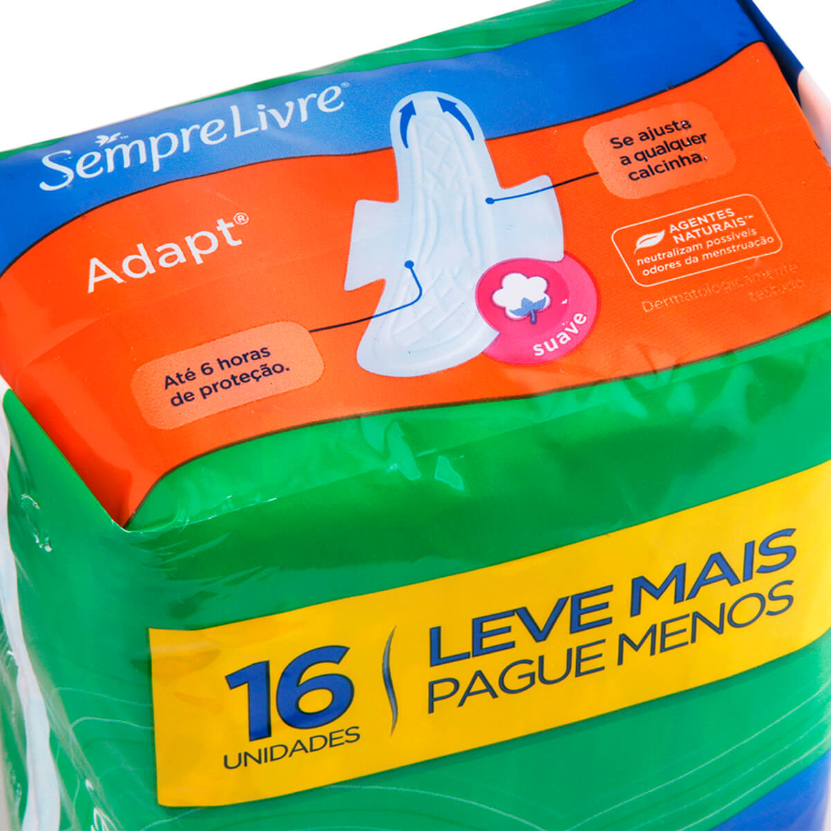 Absorvente Sempre Livre Adapt Cobertura Suave com Abas 16 Unidades ...