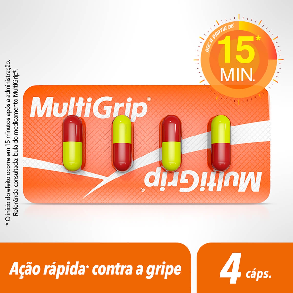 Multigrip 400mg + 4mg + 4mg com 4 cápsulas | Droga Raia