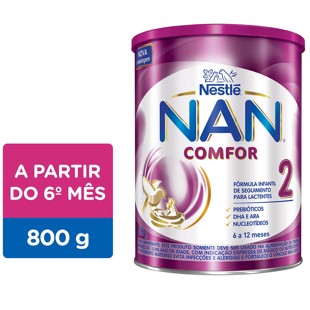 Fórmula Infantil Nestlé NAN Comfor 2 com 800g | Droga Raia
