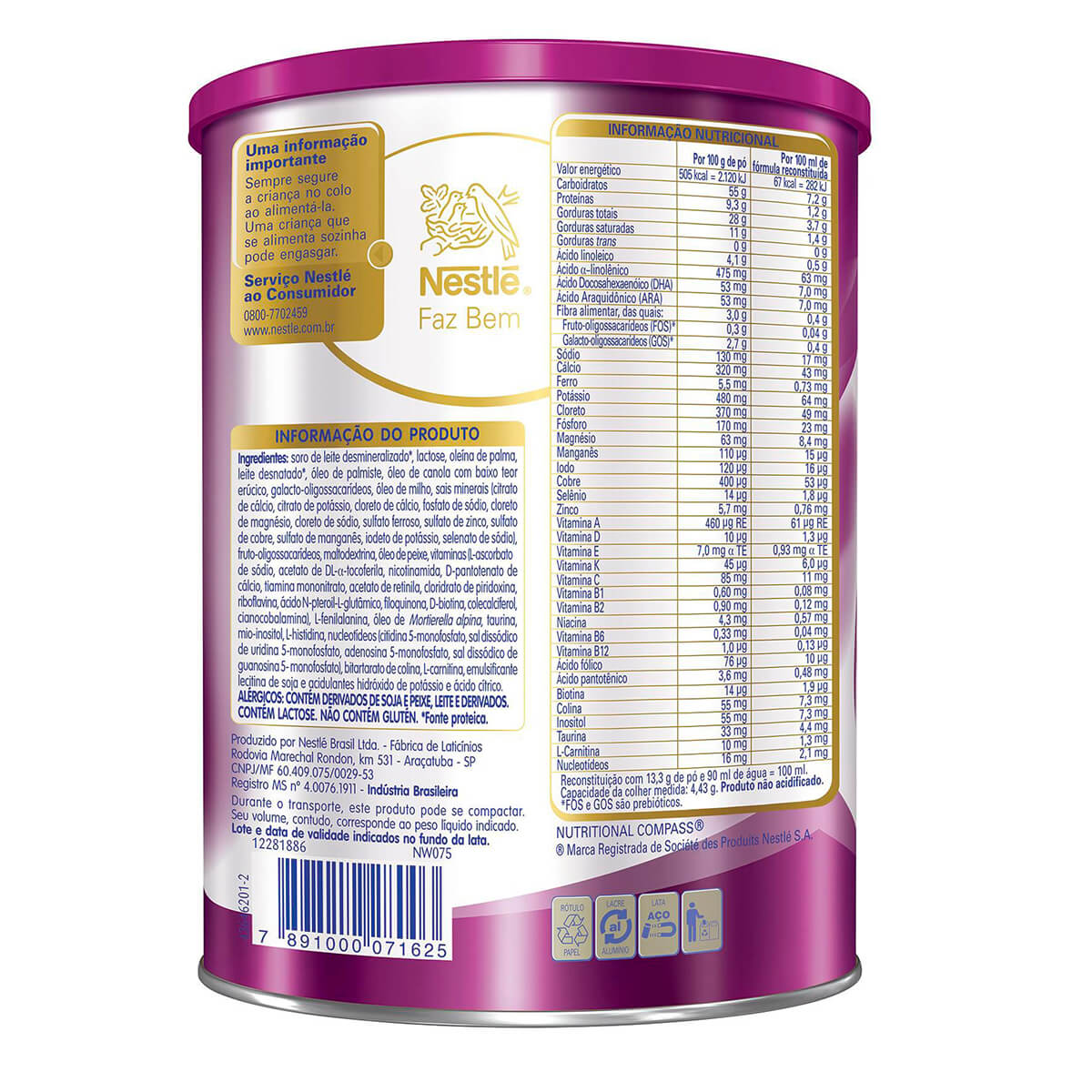 Fórmula Infantil Nestlé NAN Comfor 1 com 800g | Droga Raia