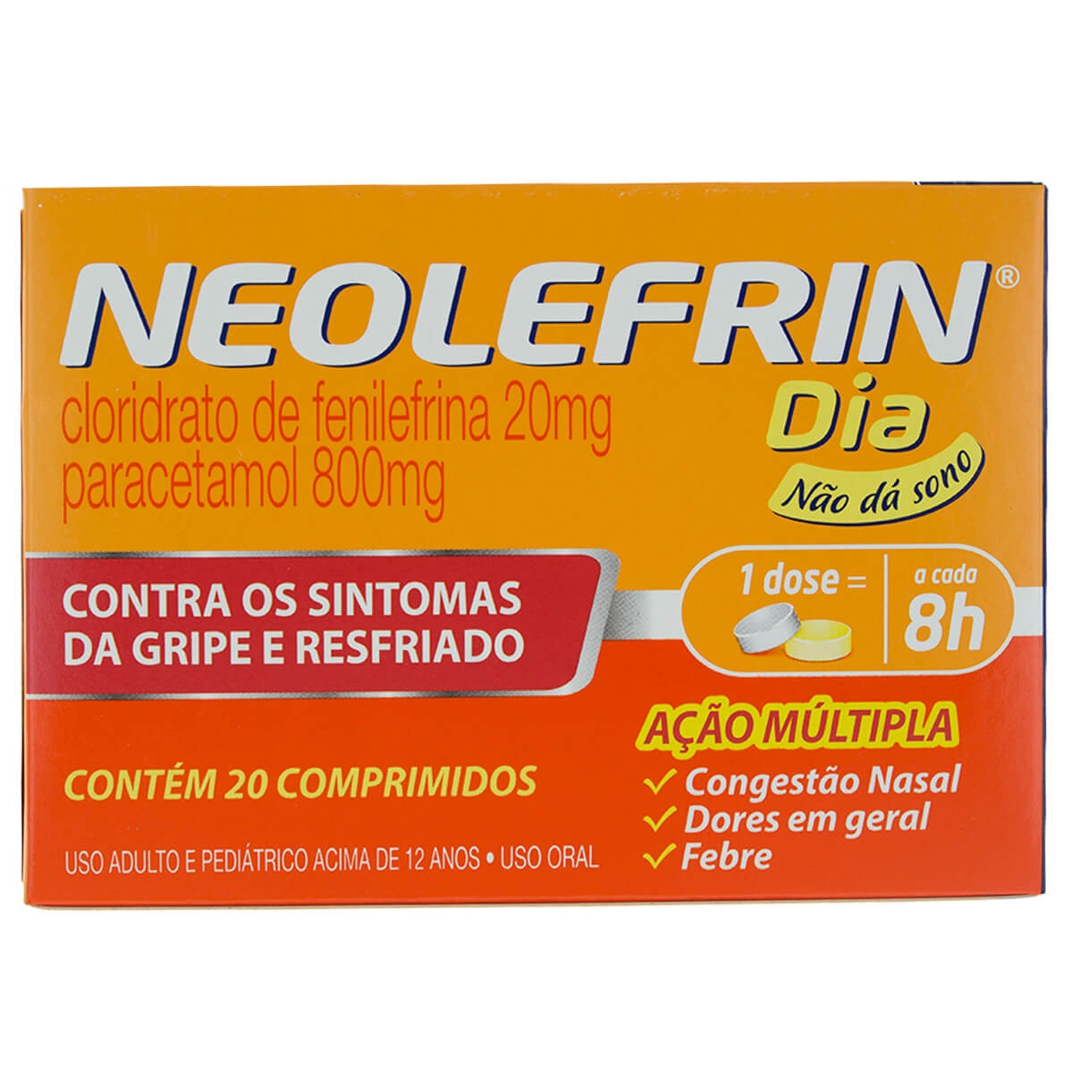 Neolefrin Dia com 20 comprimidos | Droga Raia
