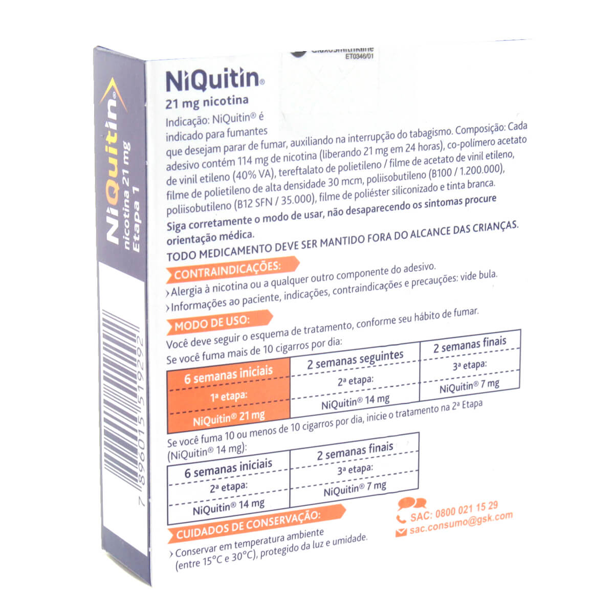 NiQuitin 21mg 7 Adesivos GSK | Droga Raia