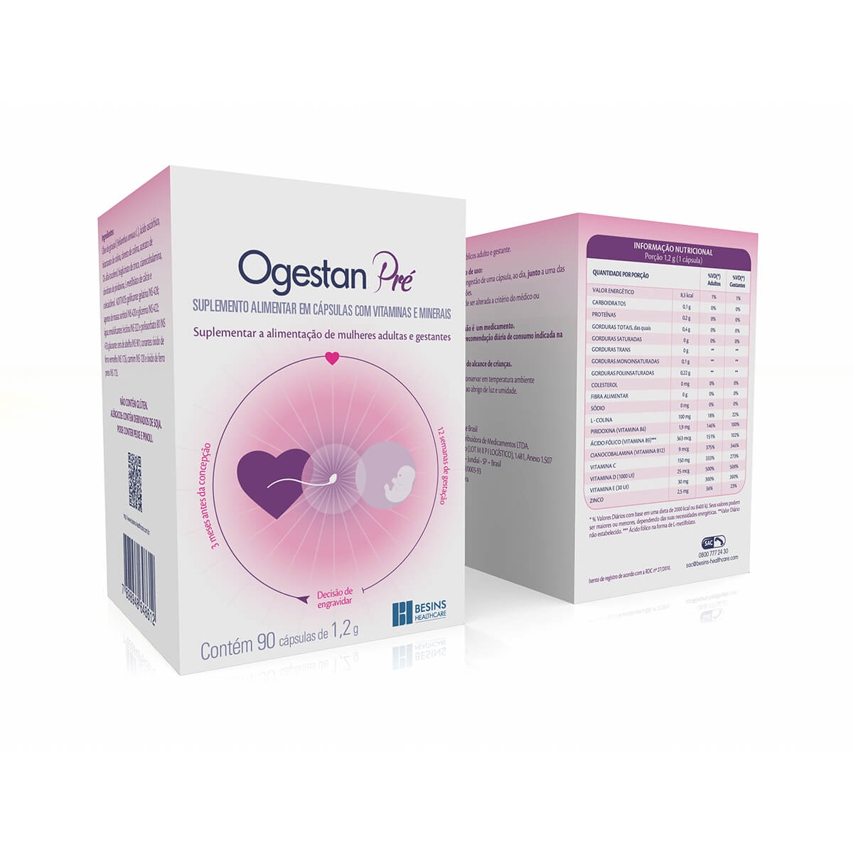 Ogestan Pré com 90 Cápsulas Besins | Droga Raia