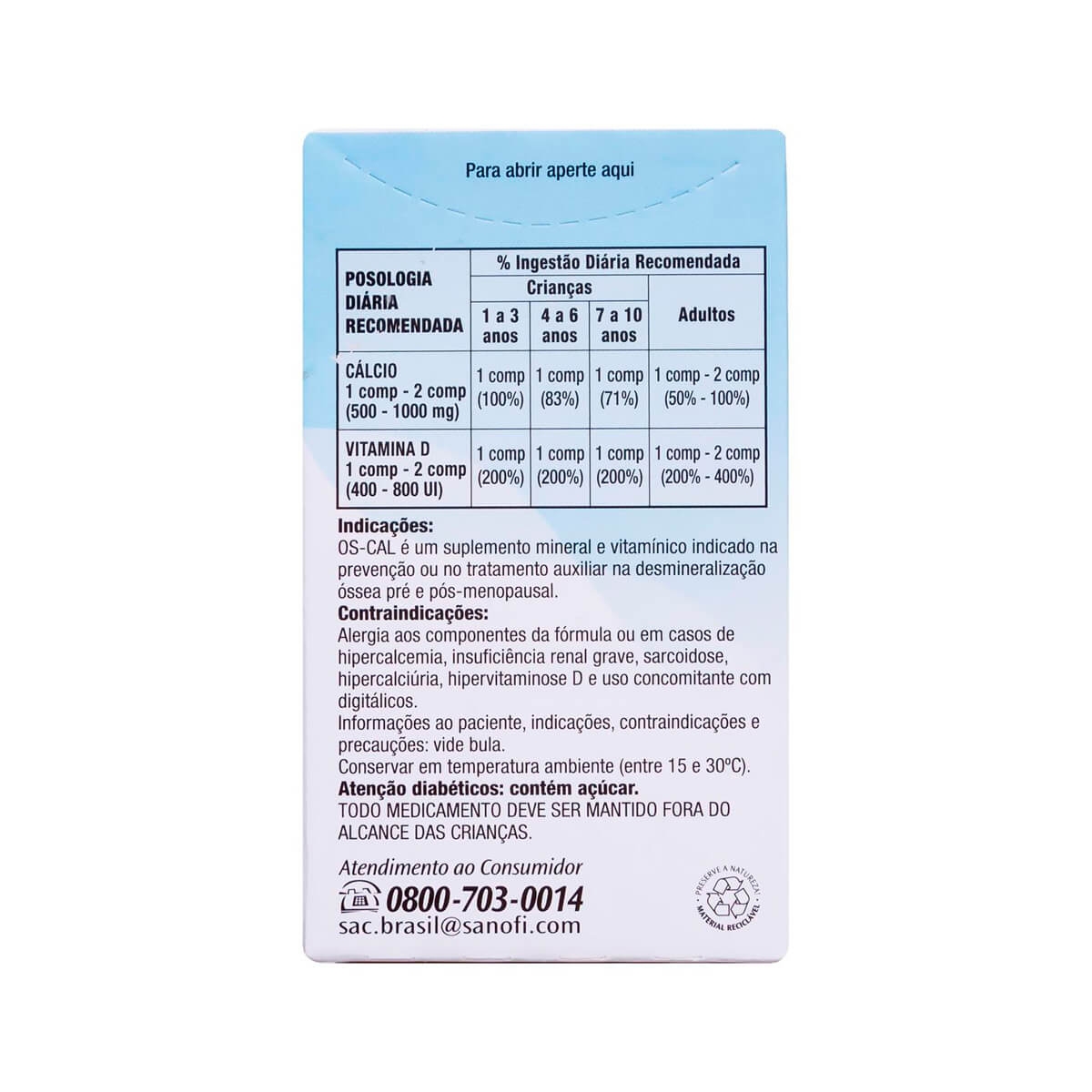 Os-Cal D 500mg + 400UI com 60 Comprimidos | Droga Raia