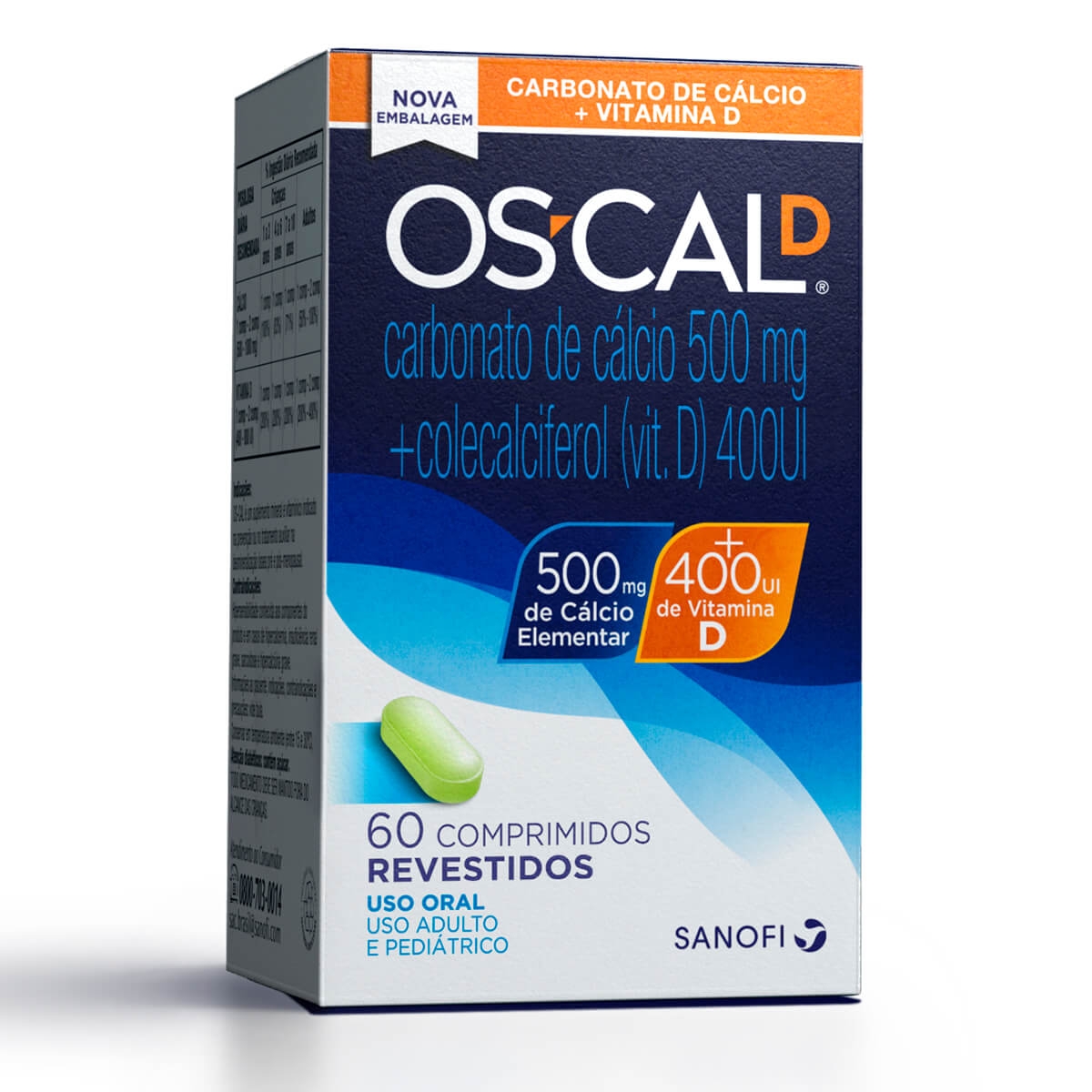 Oscal D 500mg + 400Ui 60 Comprimidos Sanofi | Droga Raia