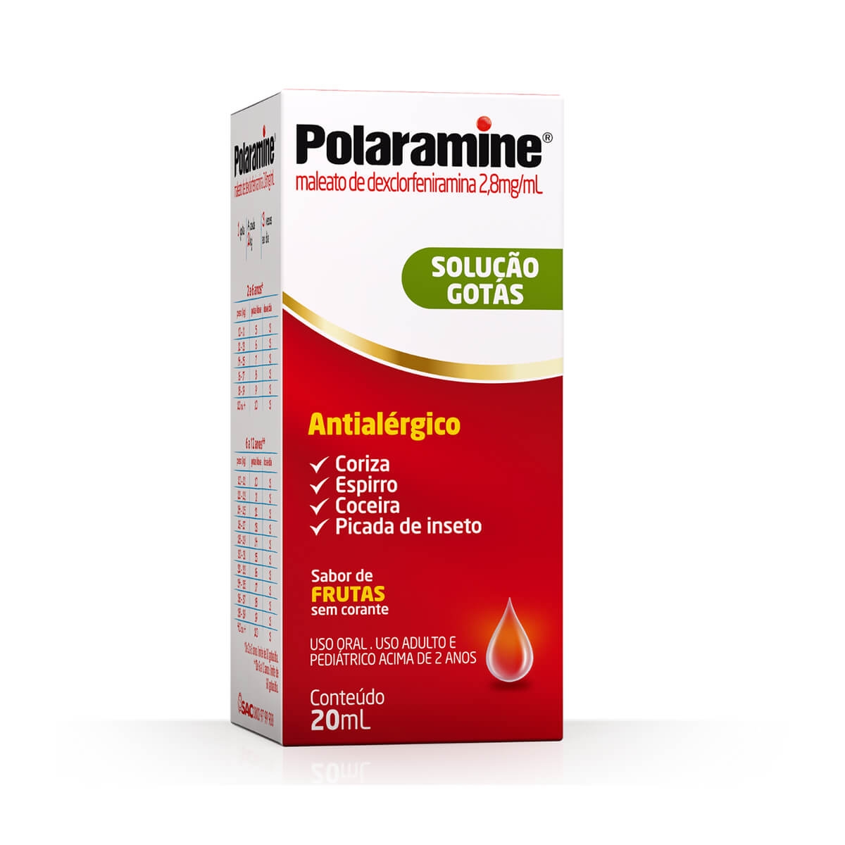 Polaramine 2,8mg/ml Solução Gotas 20ml | Droga Raia