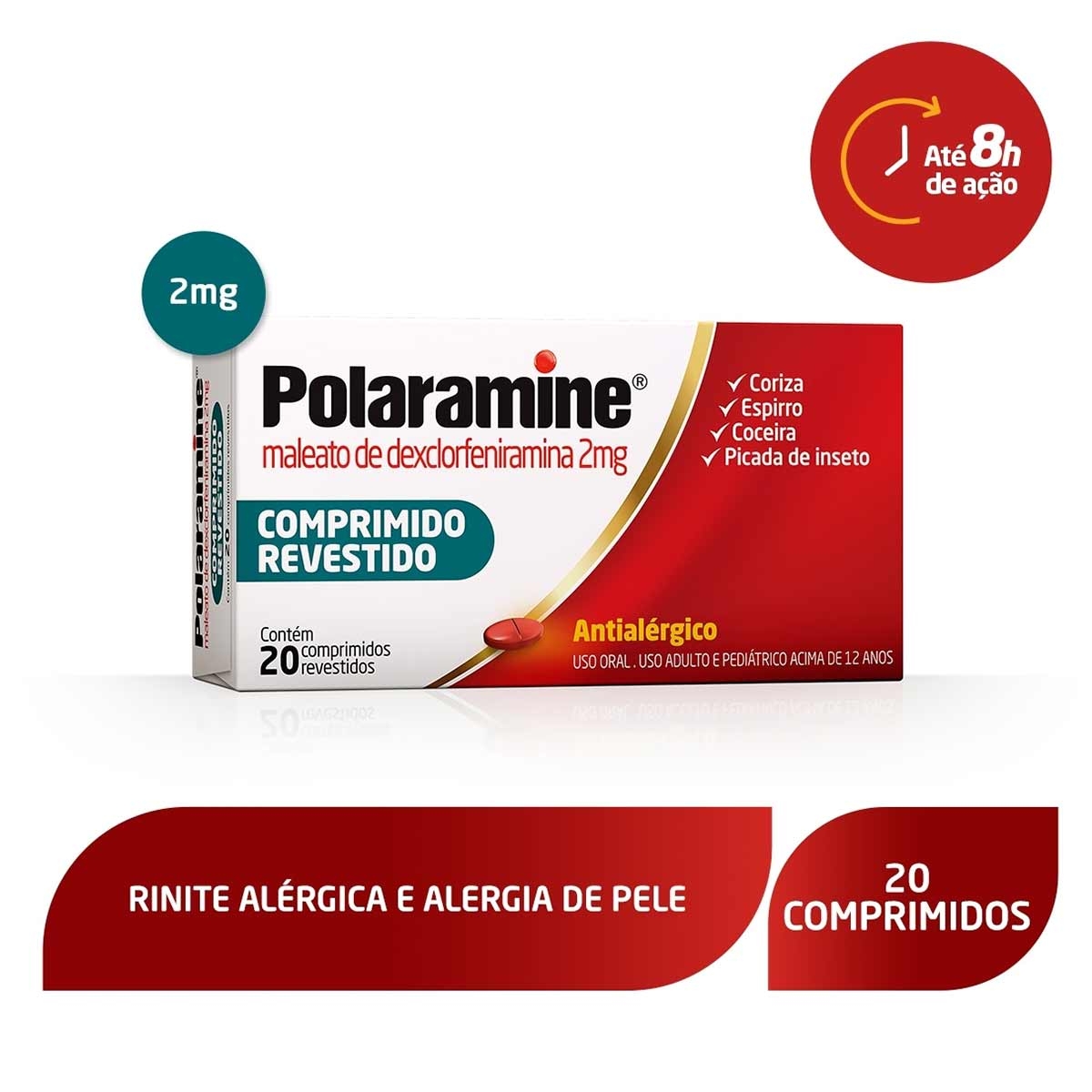 Polaramine 2mg com 20 Comprimidos | Droga Raia
