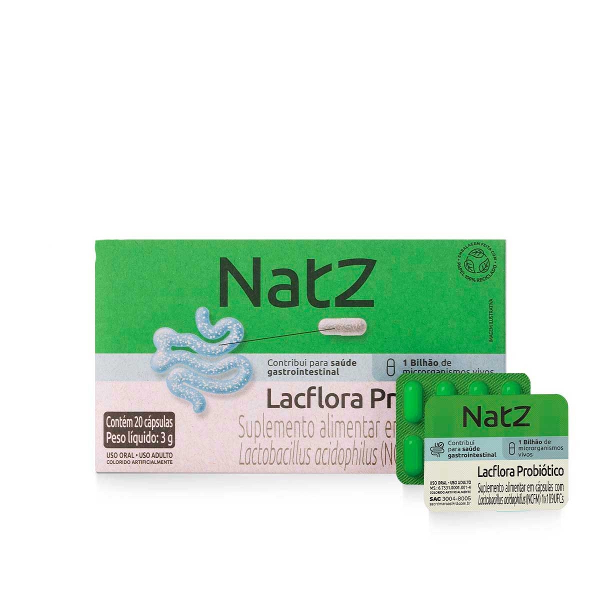 Probiótico Natz Lactobacillus Acidophilus 20 cápsulas com menor preço ...
