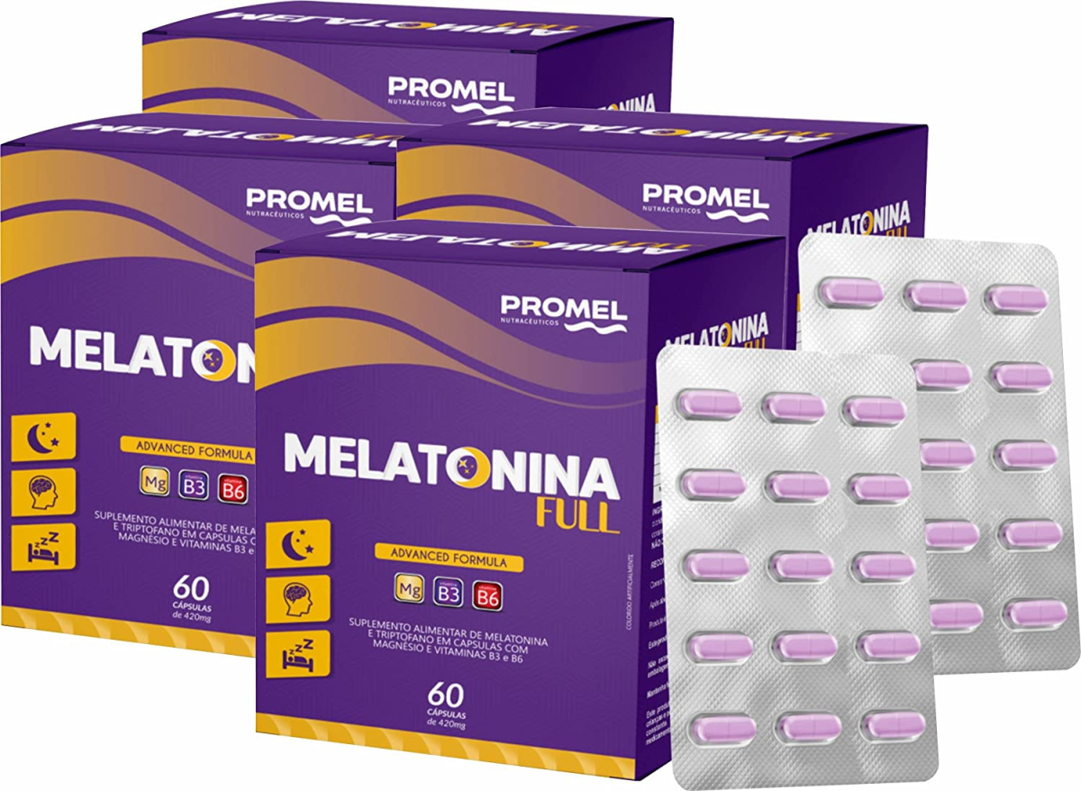 KIT COM 4 MELATONINA 60 CAPSULAS DE 420MG PROMEL | Droga Raia