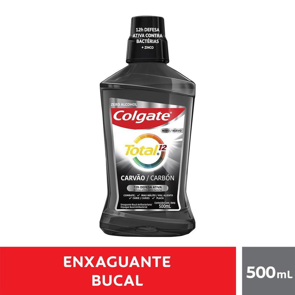 ENXAGUANTE BUCAL COLGATE TOTAL 12 CARVãO ZERO ÁCOOL 500ML | Droga Raia
