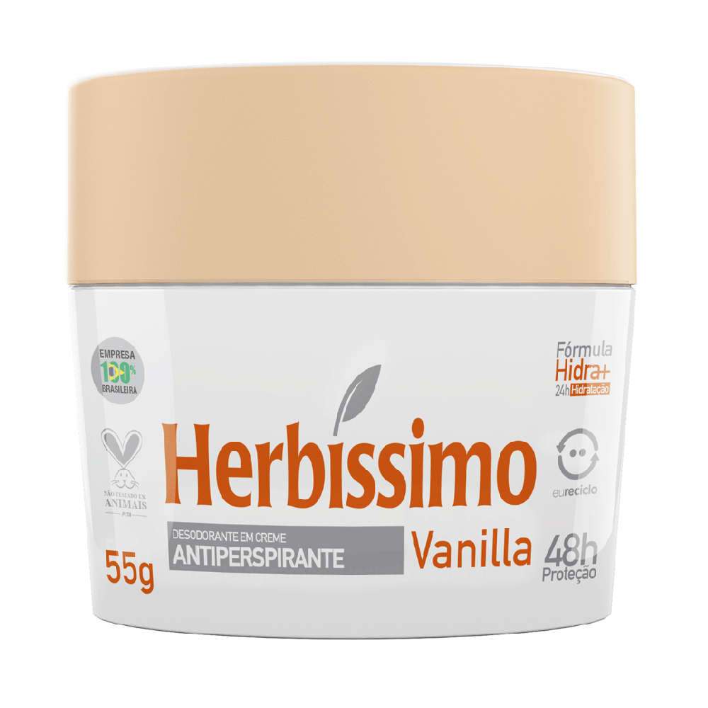 DESODORANTE CREME ANTITRANSPIRANTE VANILLA HERBISSIMO 55G | Droga Raia