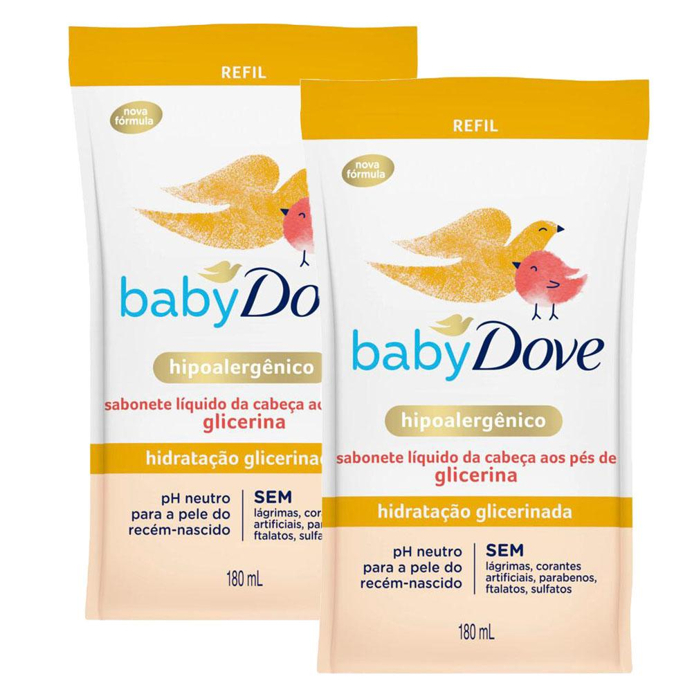 KIT 2 SABONETES LíQUIDO BABY DOVE HIDRATAçãO GLICERINADA 180ML REFIL ...