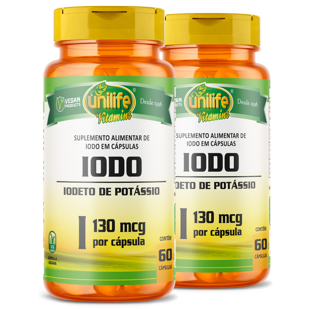 KIT 2 IODO IODETO DE POTáSSIO UNILIFE 60 CáPSULAS | Droga Raia