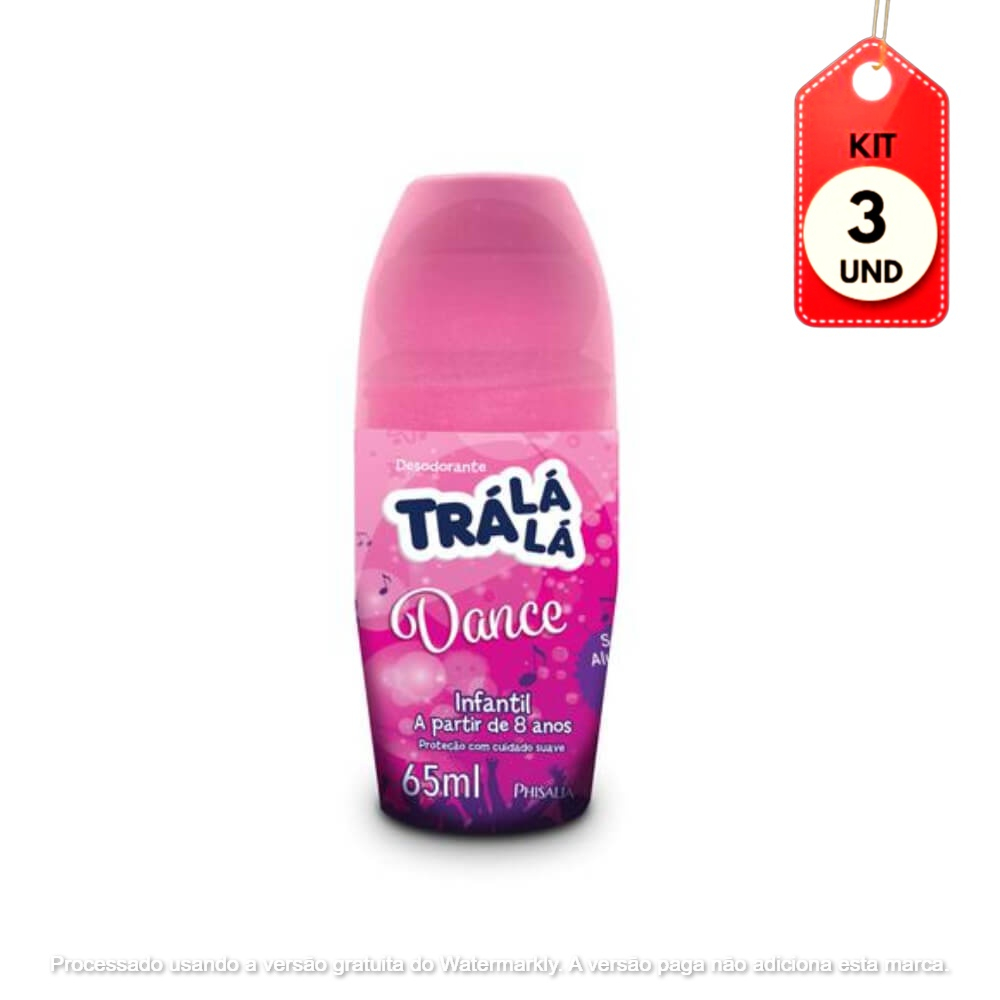 KIT C/03 TRALáLá KIDS DANCE DESODORANTE ROLLON 65ML | Droga Raia