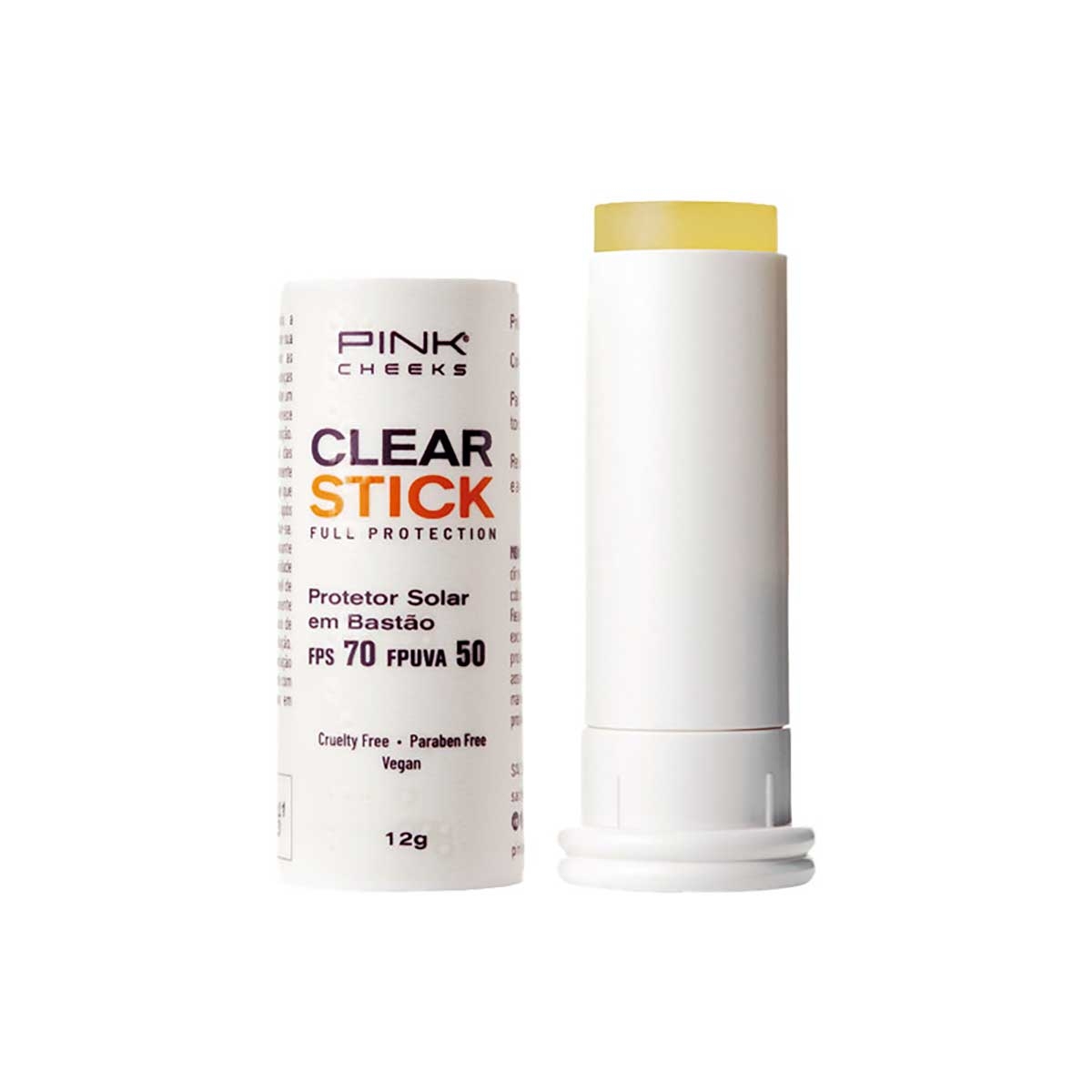 Protetor Solar em Bastão Pink Cheeks Clear Stick FPS70 12g | Droga Raia