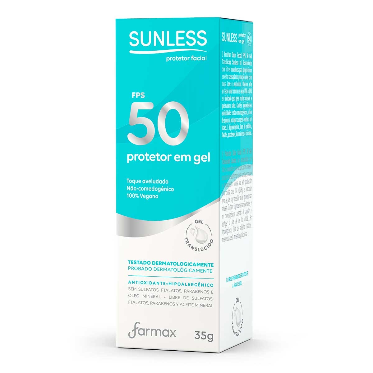 Protetor Solar Facial Gel Sunless Translúcido FPS50 35g: Oferta | Droga ...
