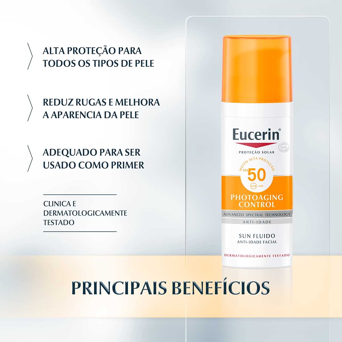 Protetor Solar Facial Eucerin Sun Fluido Anti-Idade FPS50 | Droga Raia
