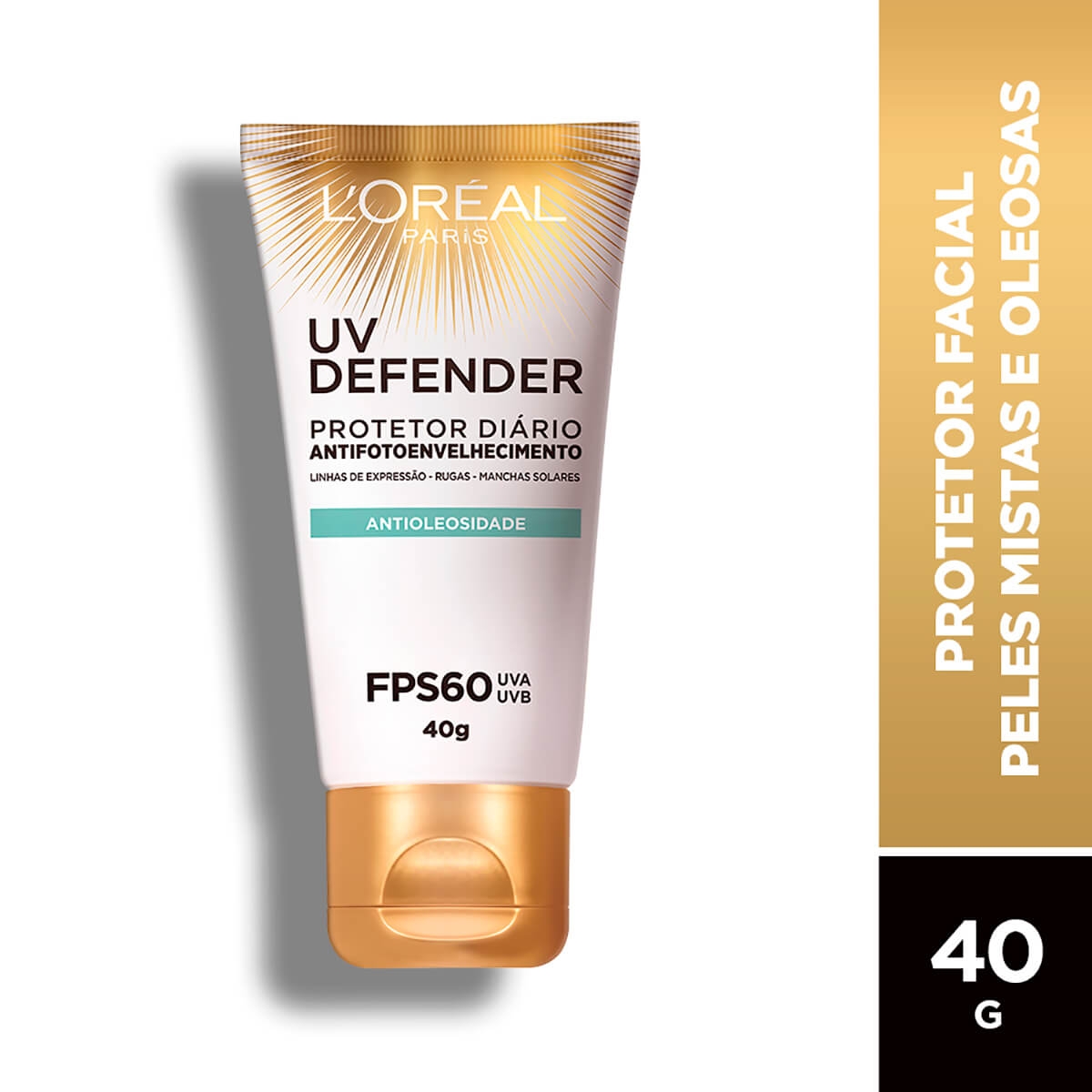Protetor Solar Facial L'Oréal UV Defender Antioleosidade FPS60 40g ...