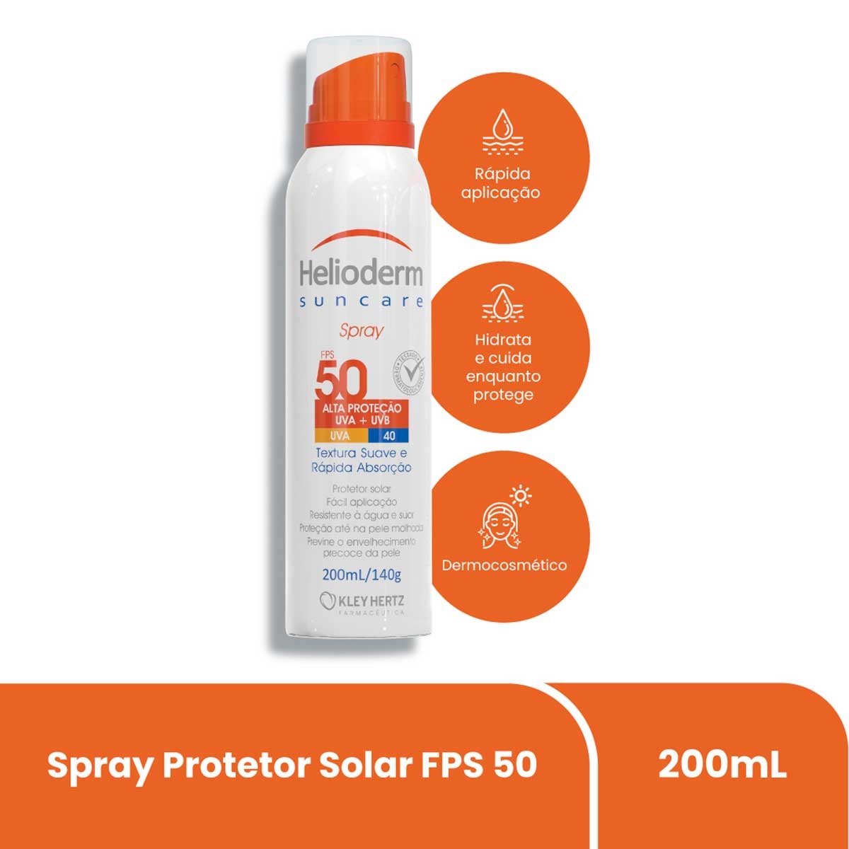 Protetor Solar Corporal Helioderm Suncare Spray FPS 50 com 200ml em ...