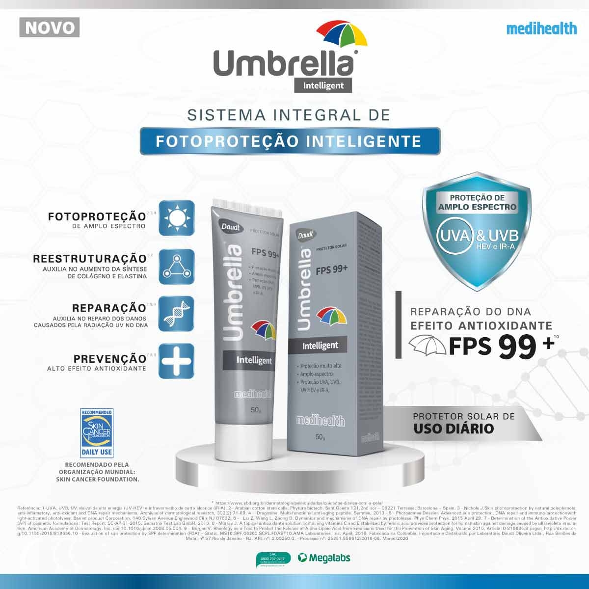 Protetor Solar Umbrella Intelligent FPS 99+ com 50g | Droga Raia