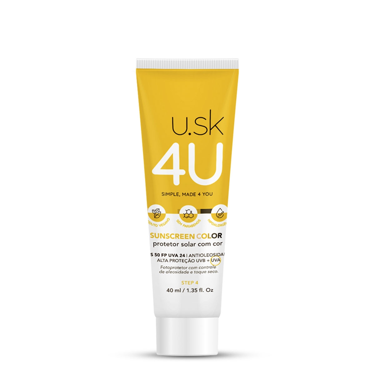 Protetor Solar U.SK 4U Sunscreen Color FPS 50 Cor Universal 40ml ...