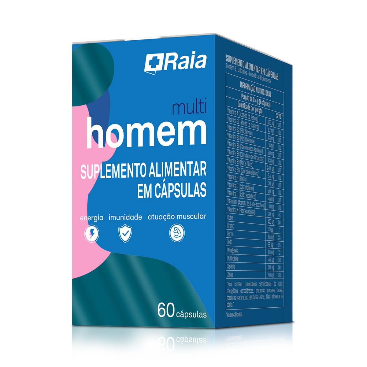 Suplemento Alimentar Raia Multi Homem 60 cápsulas | Droga Raia