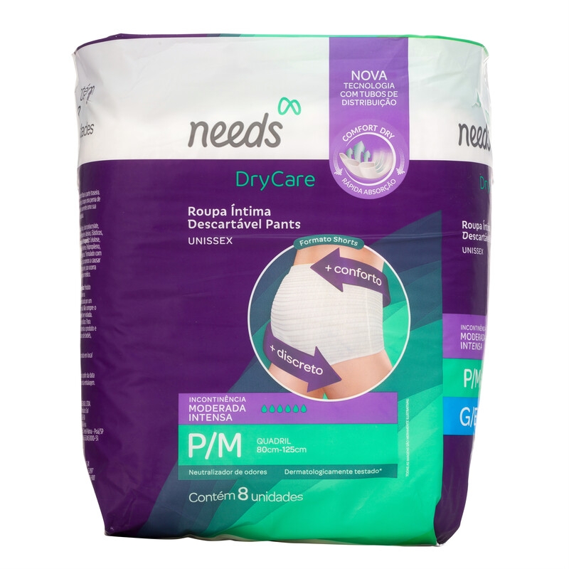 Roupa Íntima Descartável Needs Pants Drycare P/M c/ 8 - oferta | Droga Raia