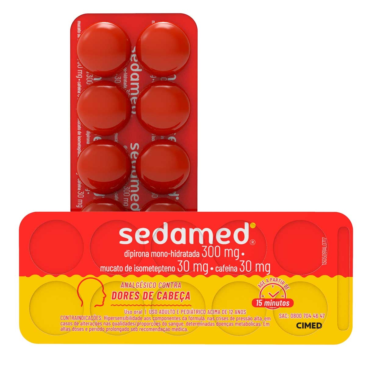 Sedamed 300mg + 30mg + 30mg - 10 comprimidos - preço e bula | Droga Raia