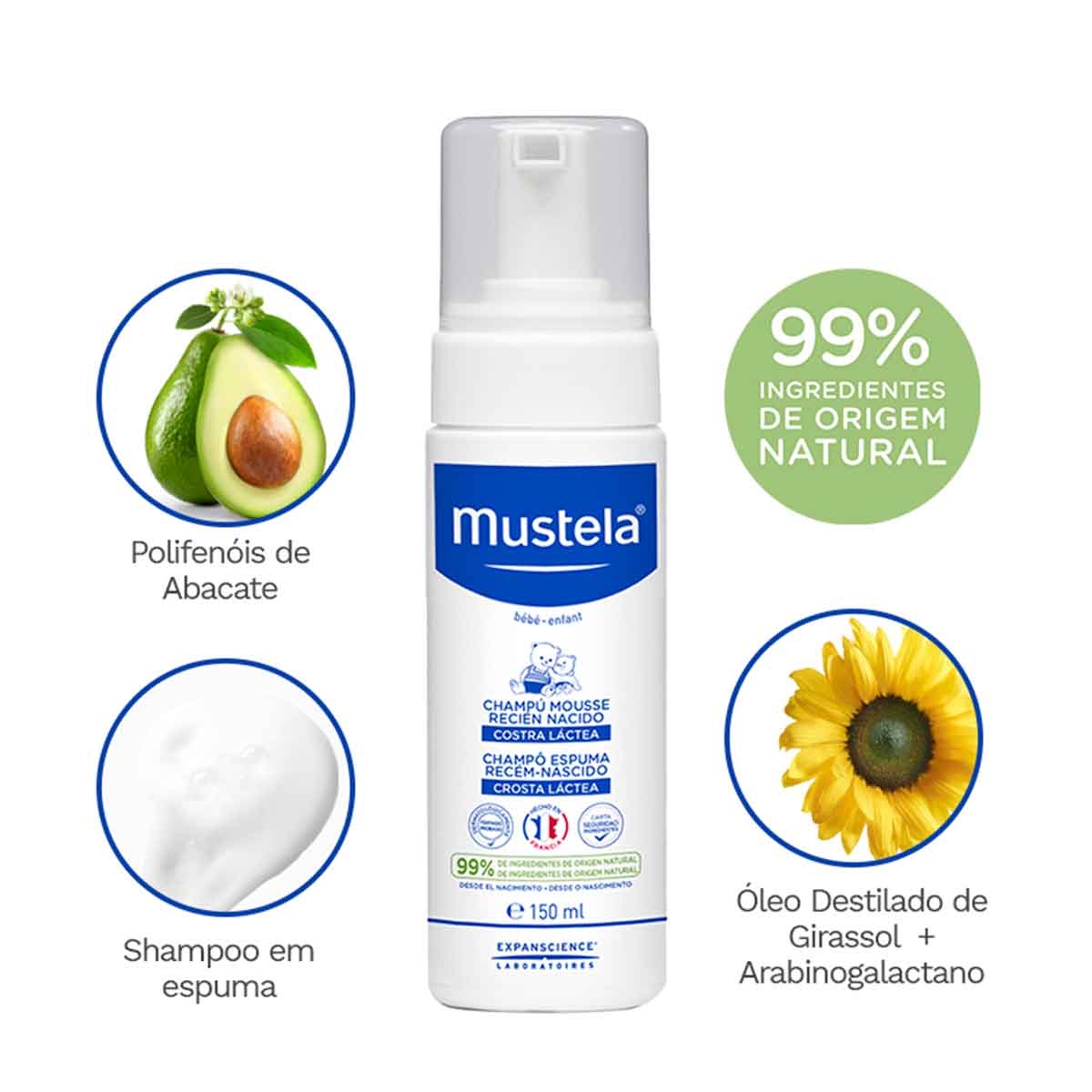 Shampoo Espuma Mustela Recém-Nascido com 150ml | Droga Raia