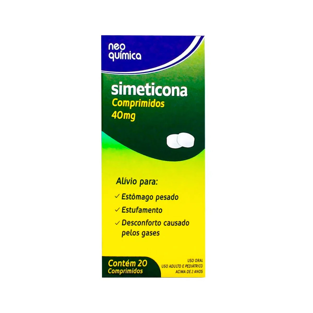 Simeticona 40mg Neo Química com 20 Comprimidos | Droga Raia