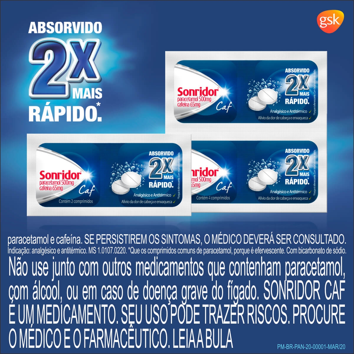 Sonridor Caf com 4 Comprimidos Efervescentes | Droga Raia
