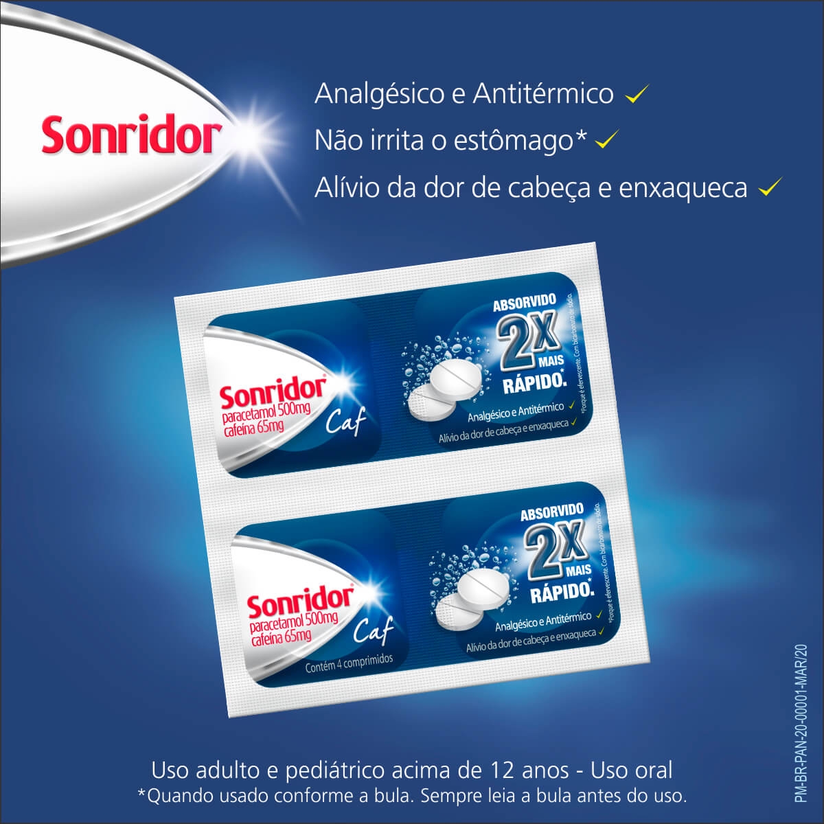 Sonridor Caf com 4 Comprimidos | Droga Raia