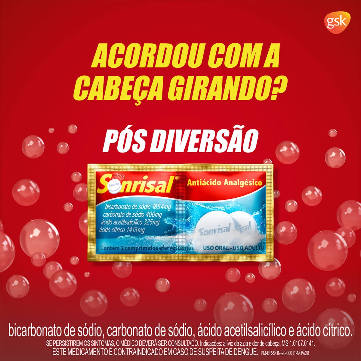 Sonrisal Antiácido Analgésico Tradicional 2 em 1 Para Azia e Dor de ...